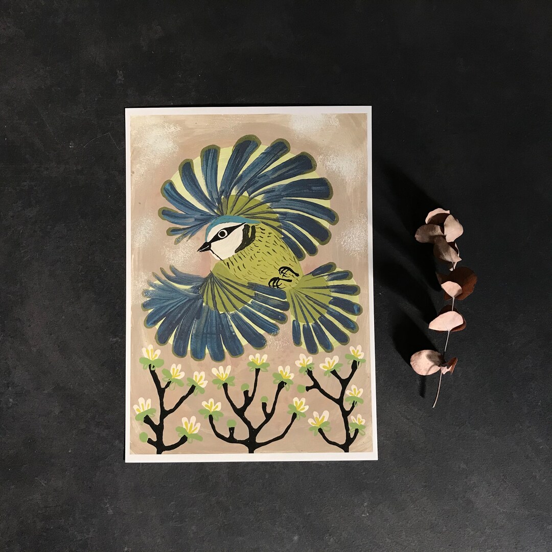 POSTER!!! Flying BLUE TIT A4/A3 - Etsy