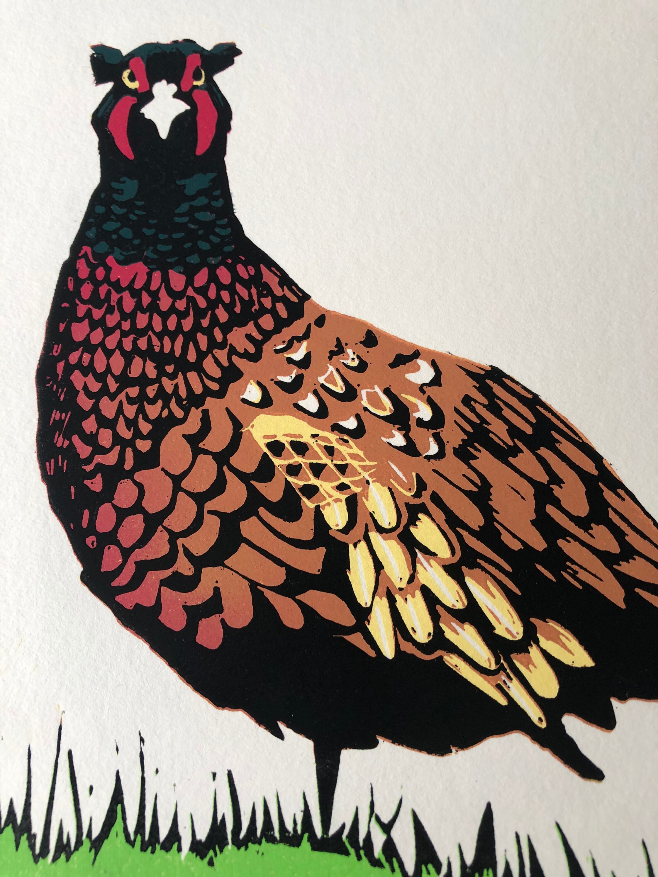 Pheasant Print - Handprinted, Limited Edition Linocut Print - Etsy UK