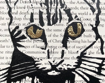 Cat Linocut Greeting Card - Etsy