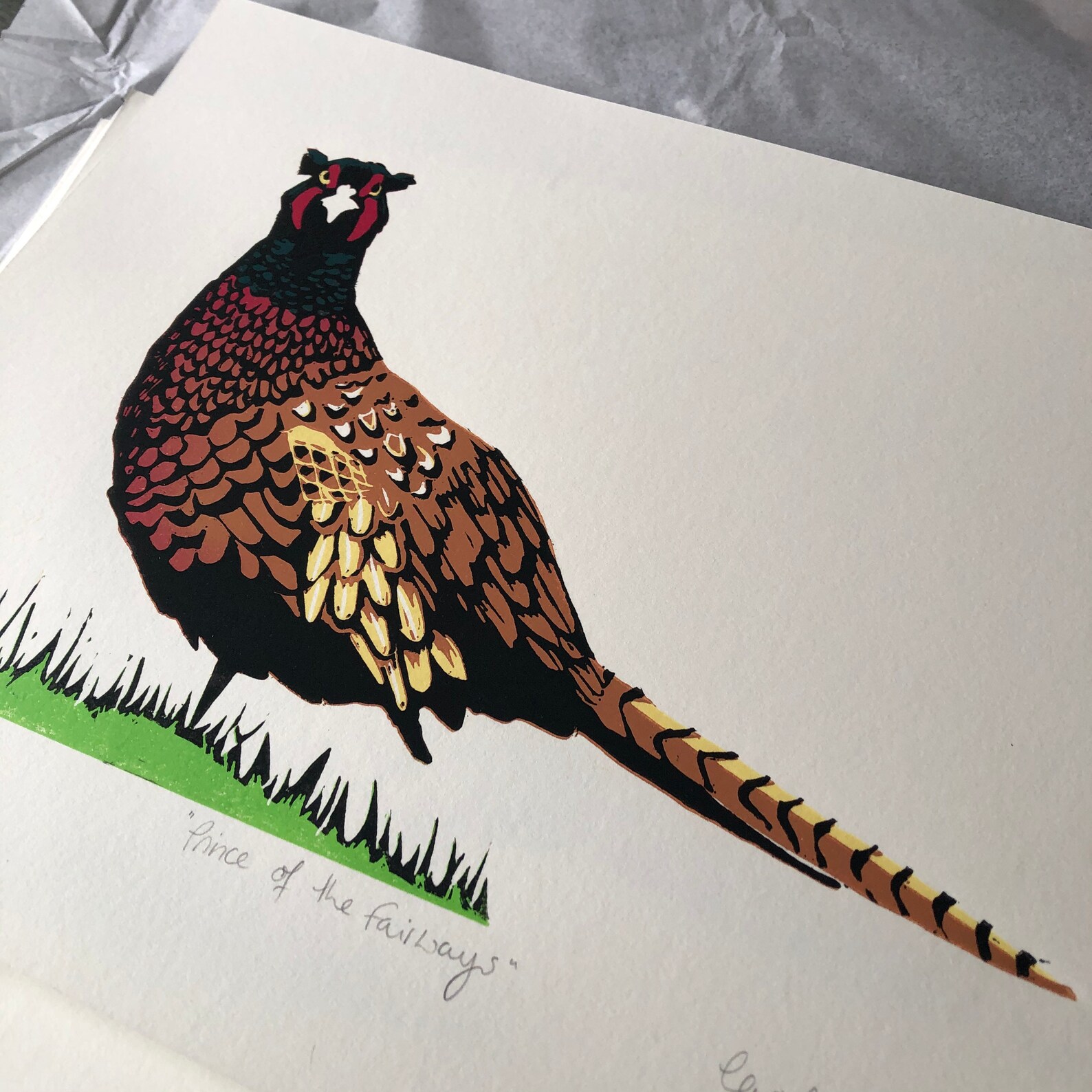 Pheasant Print - Handprinted, Limited Edition Linocut Print - Etsy UK