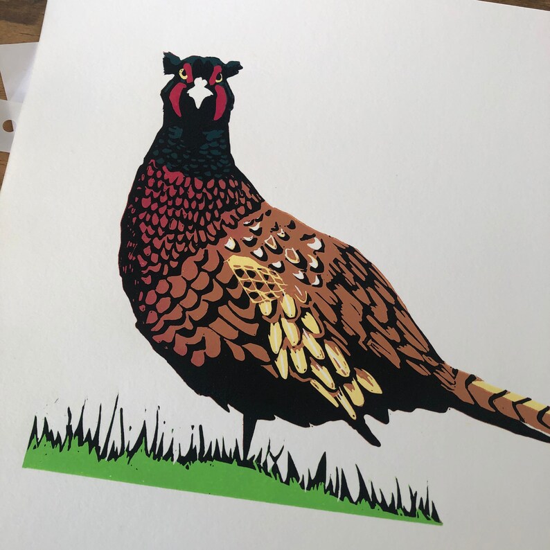 Pheasant Print Handprinted Limited Edition Linocut Print - Etsy
