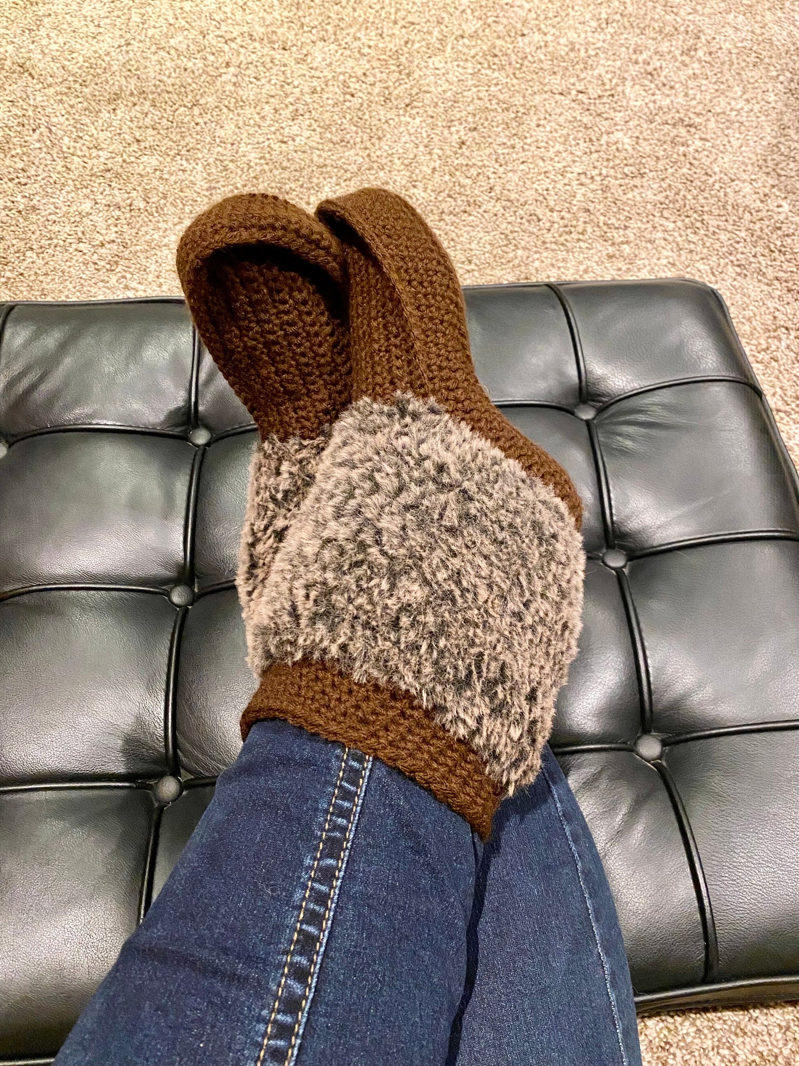 Crochet Fuzzy Cuff Slipper Boot Pattern - Etsy