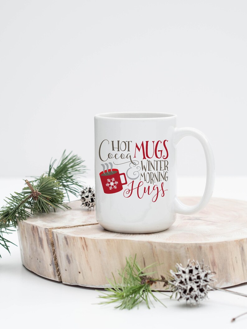 Hot Cocoa Mugs and Winter Morning Hugs Holiday Coffee Mug | Etsy