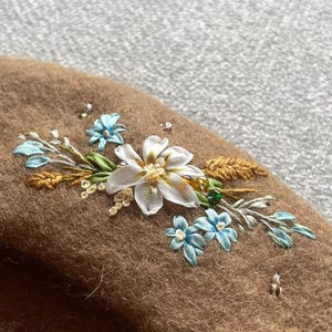 French Vintage Style Floral Beret - Hand Embroidered With Silk Ribbon ...