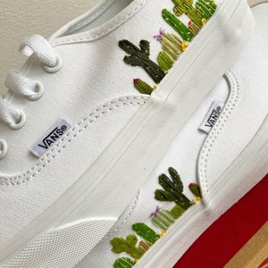 Custom Cactus Canvas Wedding Shoes Hand Embroidered Sneakers for 2024 ...