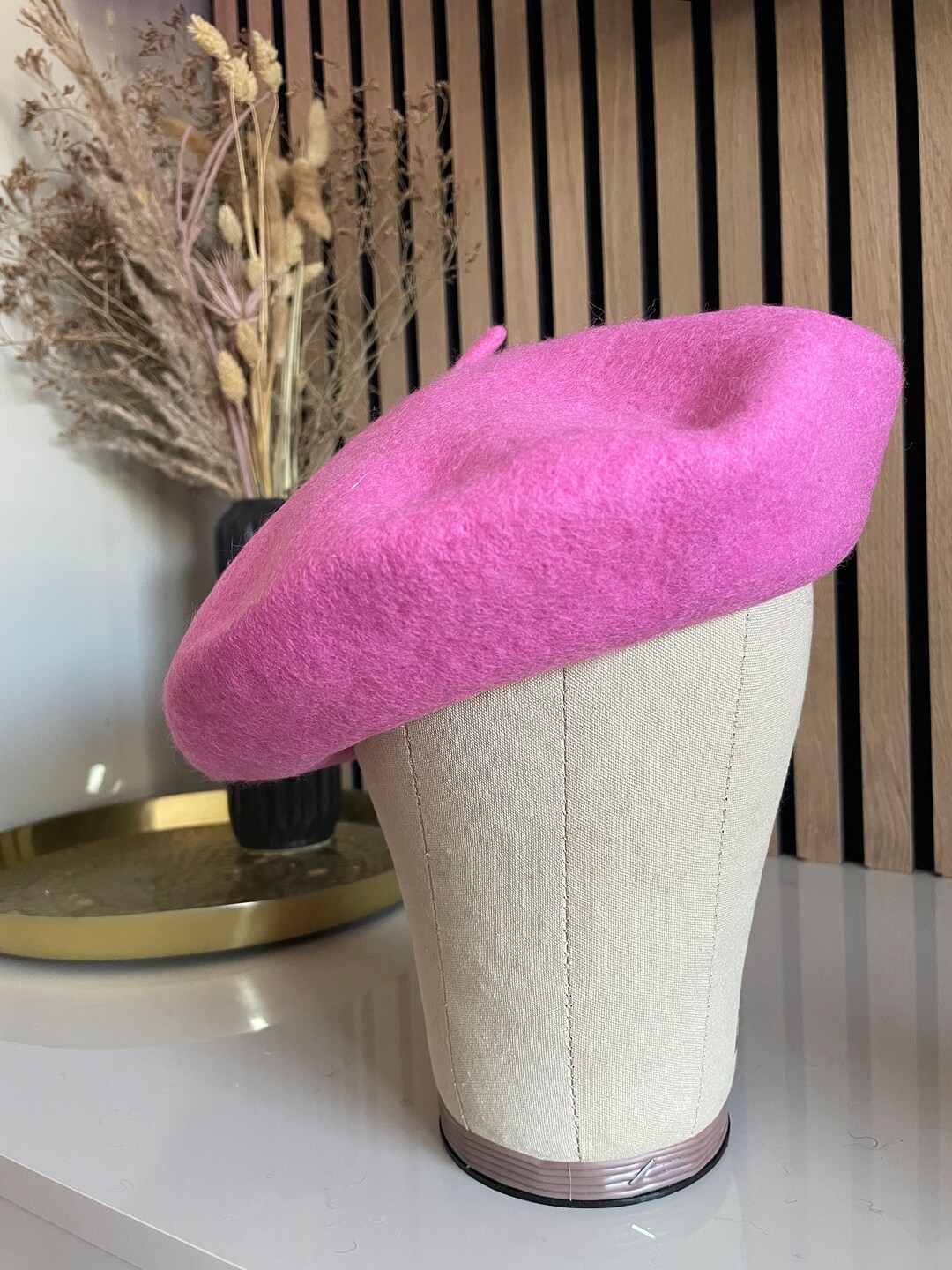 Thick Pink Wool Beret, Plain Colour Wool Beret, French Style Beret ...