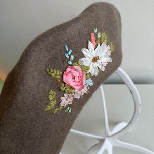 Hand Embroiderded Silk Ribbon Beret, Silk Flower Beret, Daisy Beret ...