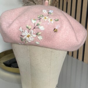 Soft Yellow Floral Beret, French Floral Beret, Silk Ribbon Flowers ...