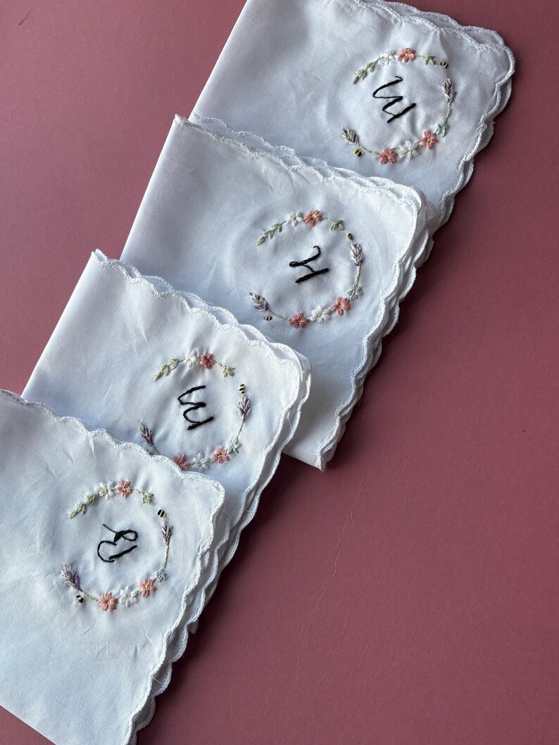 Custom Embroidered Cotton Handkerchief: Wedding Party Gift, Wedding ...