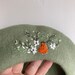 Robin Embroidered Beret Winter, Hand Stitched Beret, French Style Beret ...