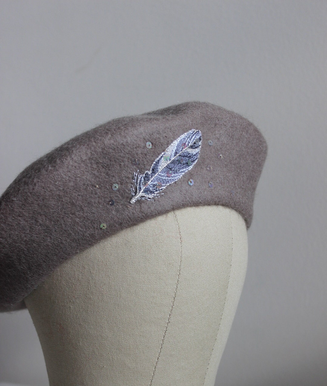 Handmade Feather Beret Bird Feather Beret Embroidered Winter - Etsy
