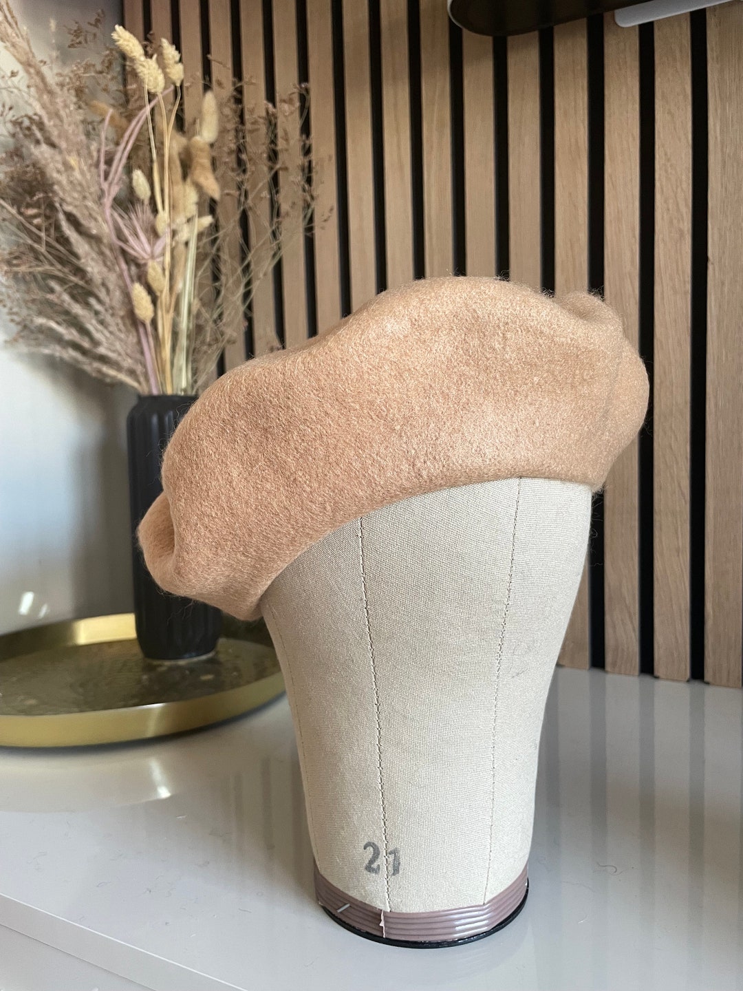Camel Tan Wool Beret, Plain Thick Wool Beret, French Style Beret, Real ...