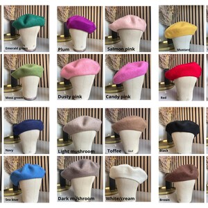 Simple Flower Beret, Thick Wool Beret, Small Bouquet Beret, Vintage ...