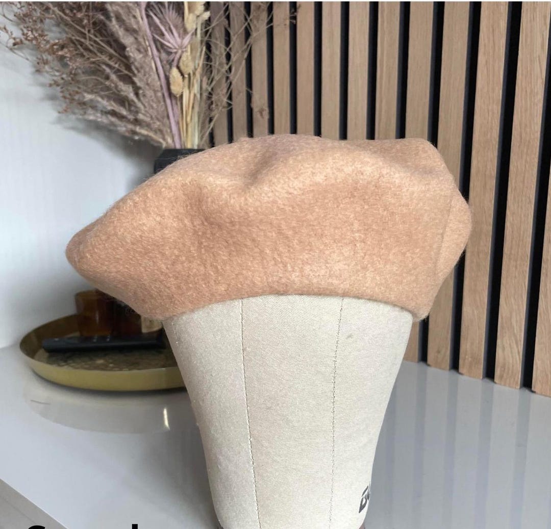 Thick Camel Brown Wool Beret, Tan Shade Beret, French Style Beret, 100% ...