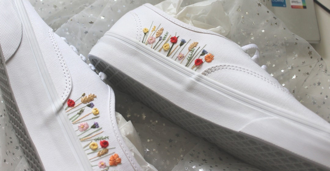 Wildflower Wedding Sneakers: Custom Rainbow Converse or Vans - Etsy