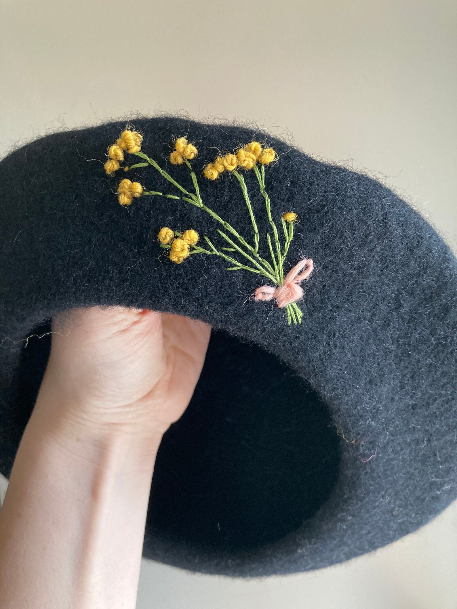 Hand Embroidered Beret Flower Beret Real 100% Wool Beret - Etsy UK