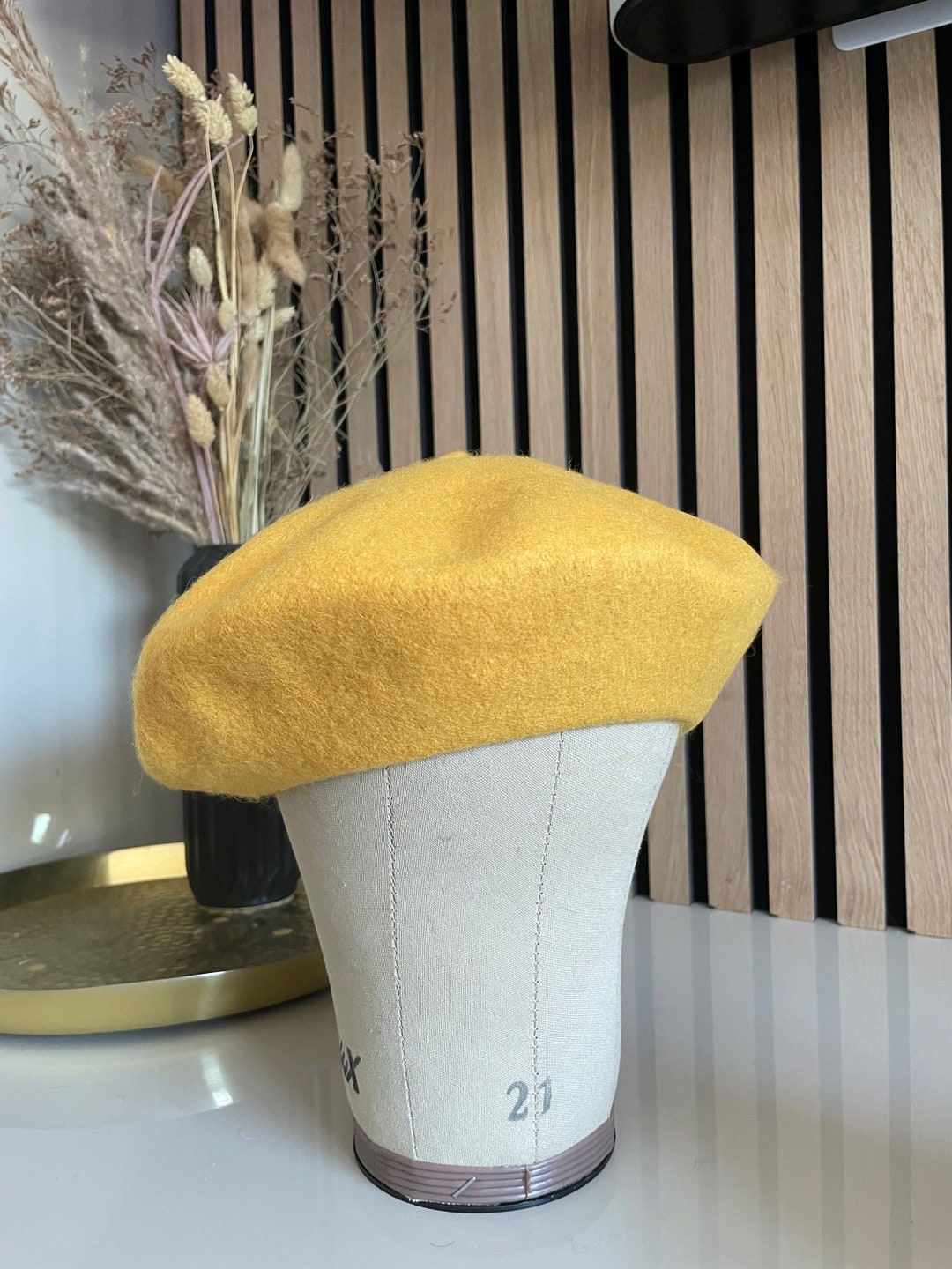 Thick Mustard Yellow Beret, Plain Colour Wool Beret, French Style Beret ...