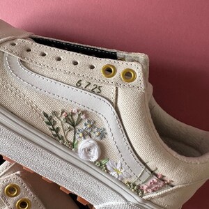 Pink and Blue Wildflower Shoe, Old Skool Vans Wedding Shoes, Custom ...