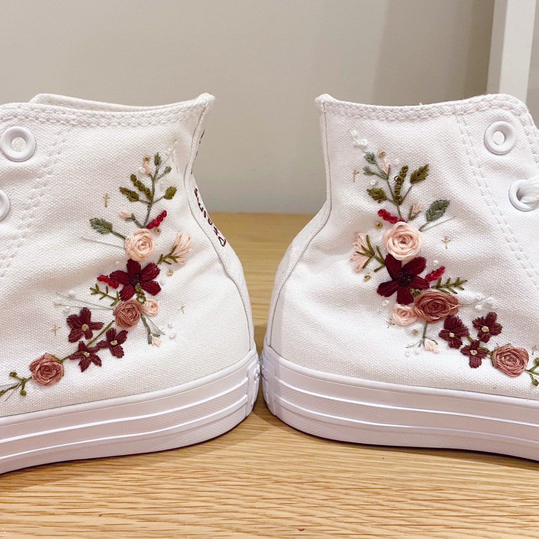 Dark Red Rose Custom Wedding Shoe Custom Wedding Sneaker - Etsy