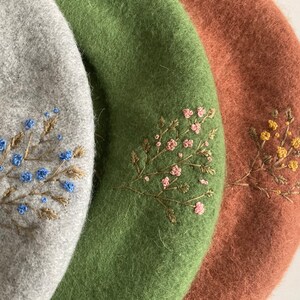 Simple Flower Beret, Thick Wool Beret, Small Bouquet Beret, Vintage ...