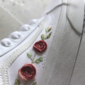 DUSTY PINK Two Rose Design, Custom Wedding Shoe, Custom Wedding Sneaker ...