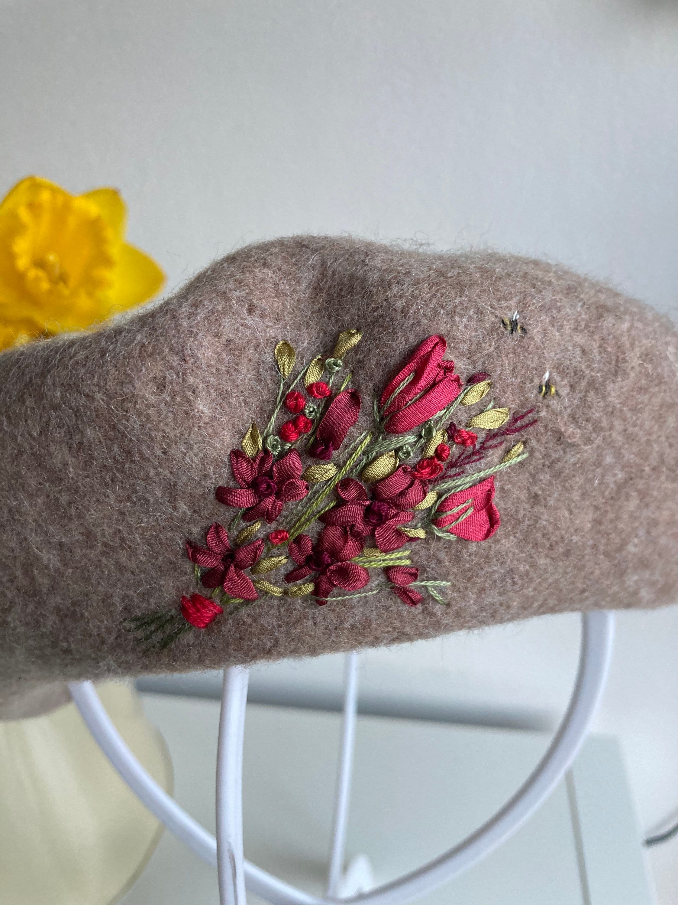 Floral beret delicate romantic red rose beret valentines | Etsy