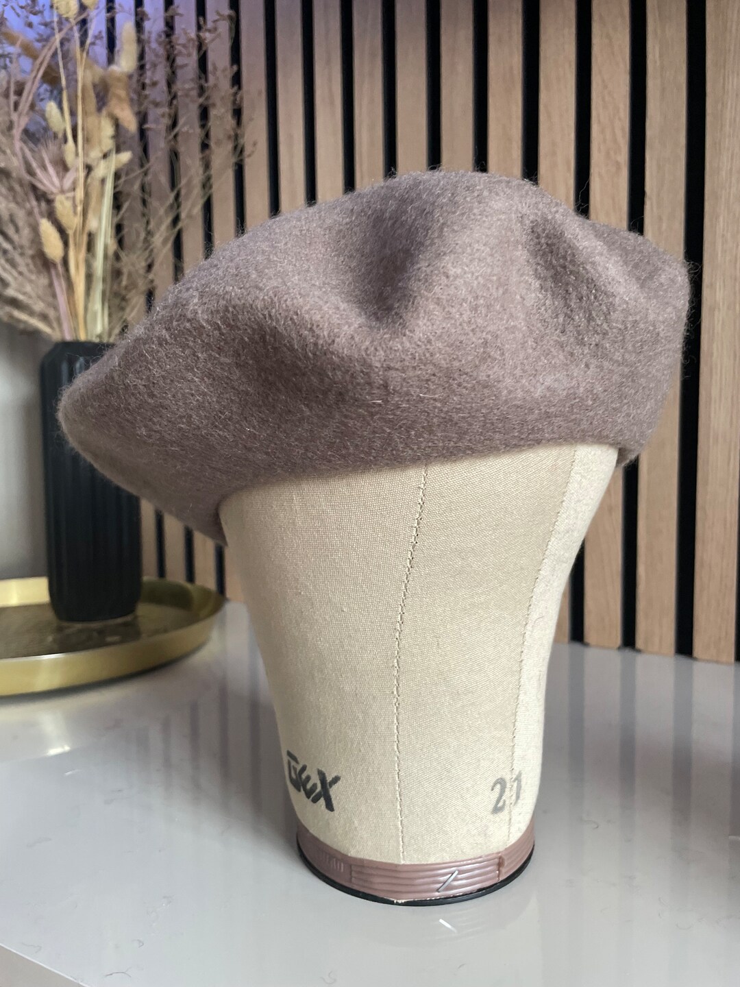 Dark Mushroom Beret, Thick Wool Beret, Premium Wool Beret, Brown Plain ...