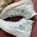 Dusty Blue Custom Wedding Shoes, Blue Flowers Wedding Sneakers, Bridal ...