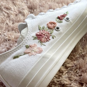 DUSTY PINK Rose and Daisy Design, Custom Wedding Shoe, Custom Wedding ...