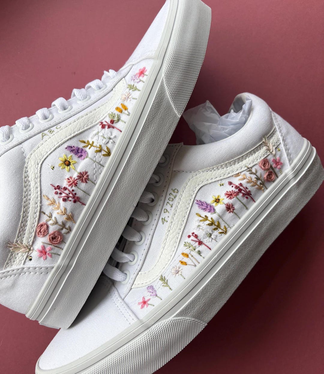 Wildflower Wedding Shoes, Custmo Bridal Trainers, Custom Bridal ...