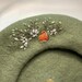 Robin Embroidered Beret Winter, Hand Stitched Beret, French Style Beret ...