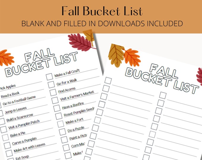 Editable Kid's Fall Bucket List, Customizable Family Fall Bucket List ...