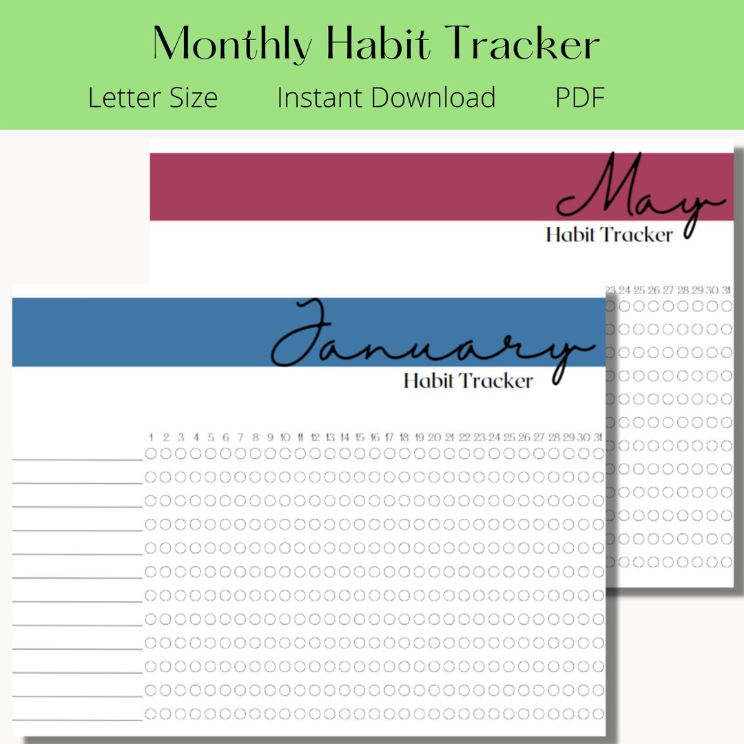 Motivational Habit Tracker Printable, Monthly Tracker, 30 Day Action ...