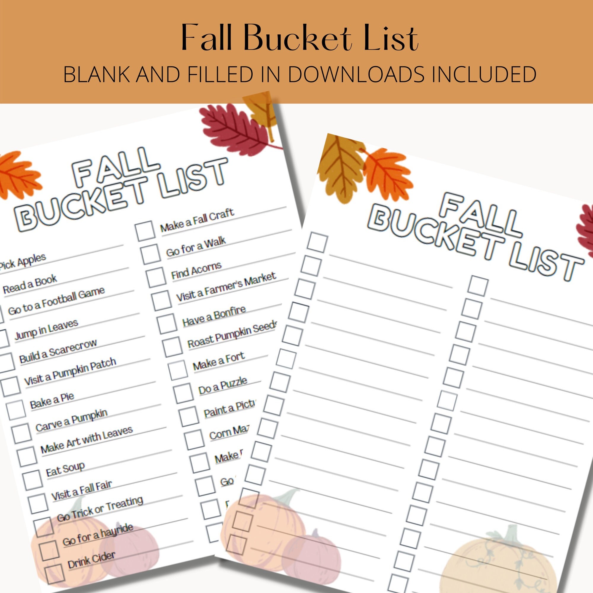 Editable Kid's Fall Bucket List, Customizable Family Fall Bucket List ...