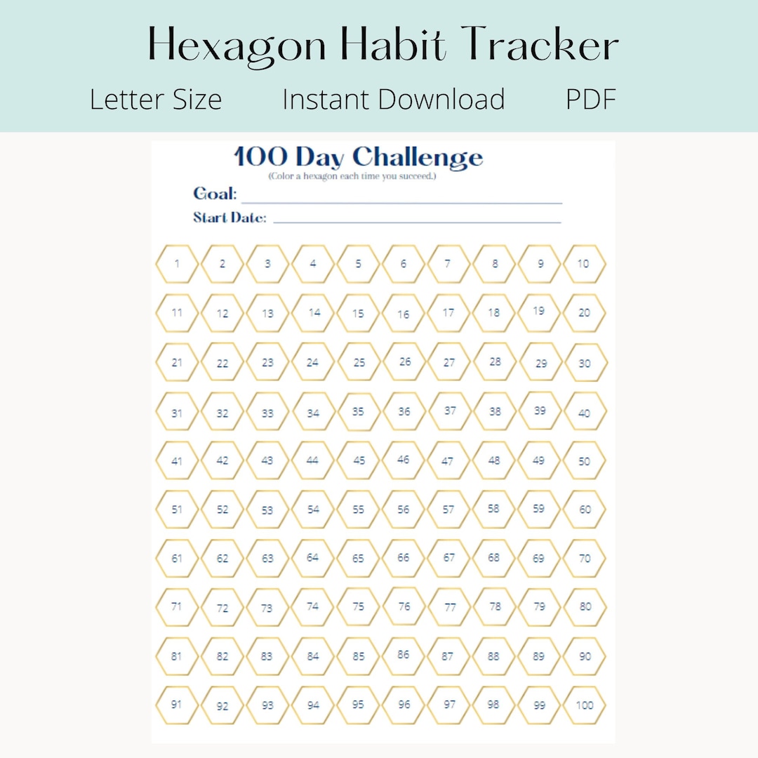 100 Day Habit Tracker, Activity Chart, Printable Progress Tracker ...
