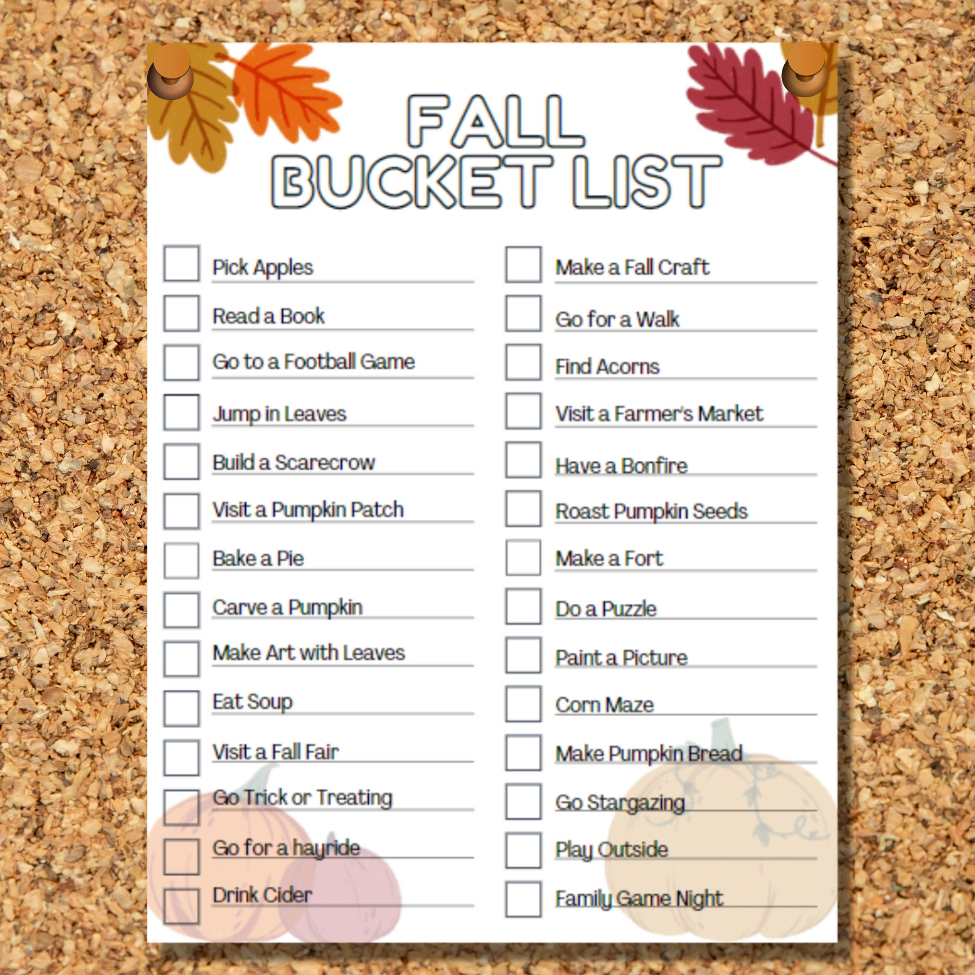Editable Kid's Fall Bucket List, Customizable Family Fall Bucket List ...