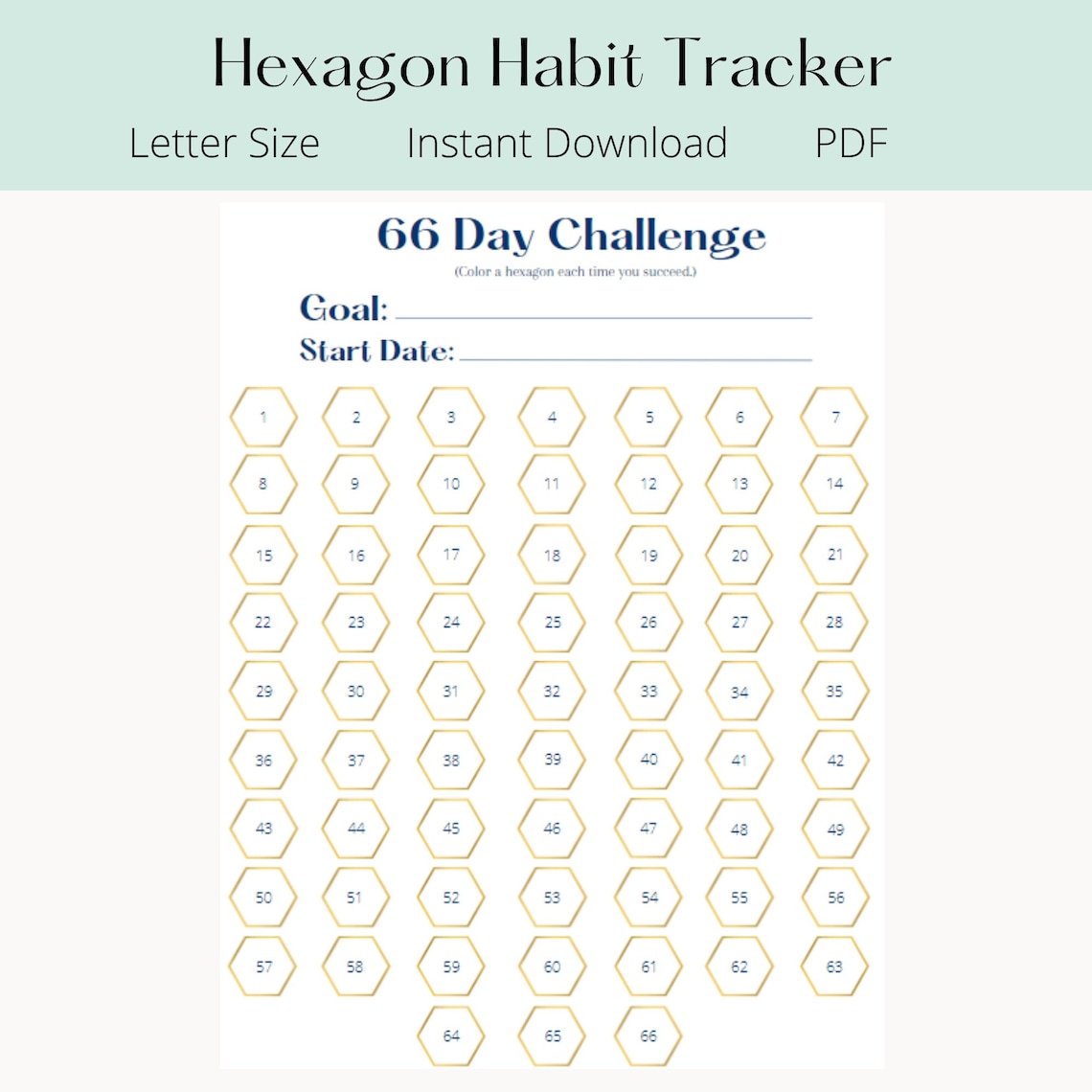 66 Day Habit Tracker Activity Chart Printable Progress - Etsy Canada