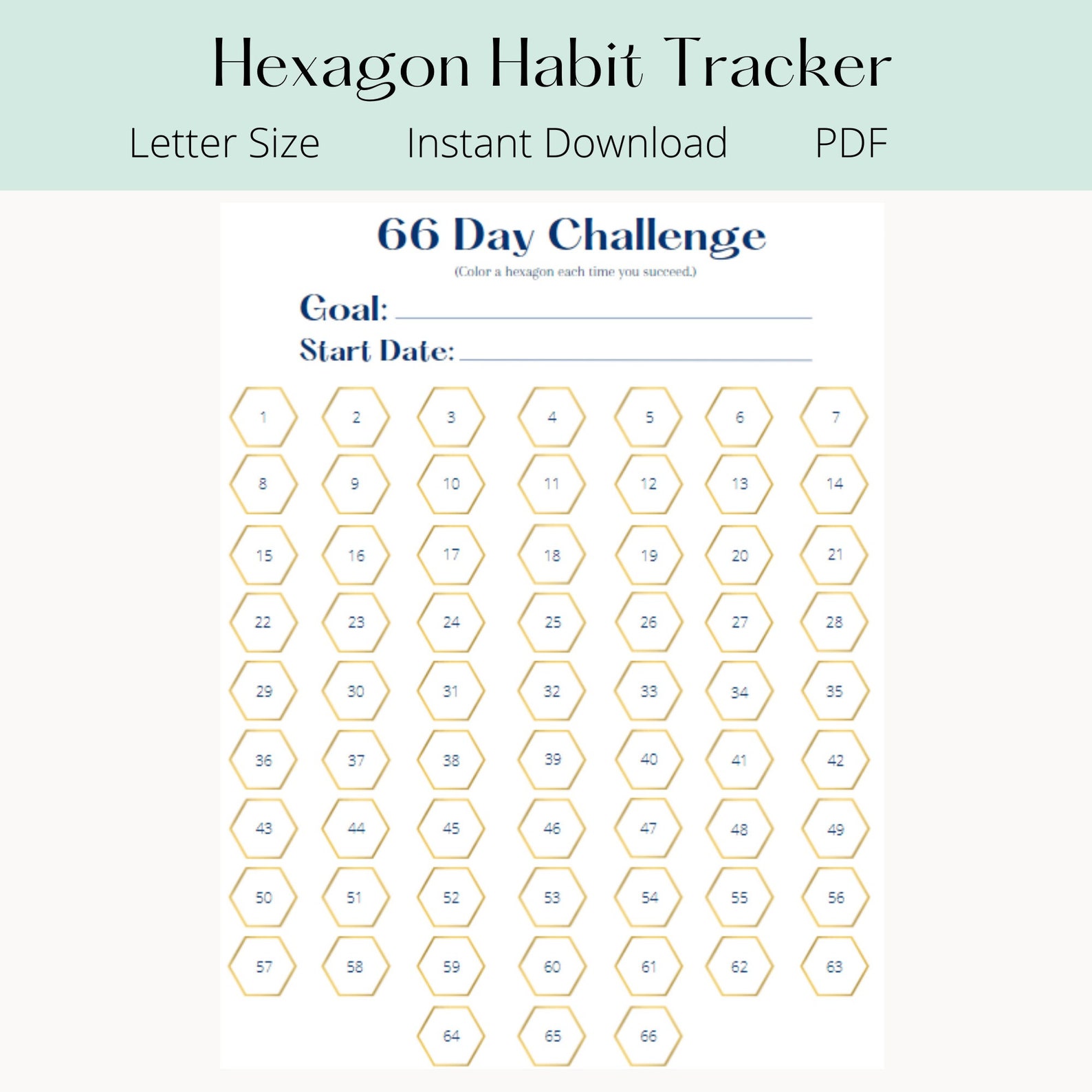 66 Day Habit Tracker Activity Chart Printable Progress - Etsy Canada