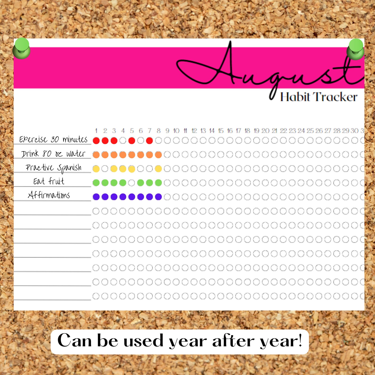 Motivational Habit Tracker Printable Monthly Tracker 30 Day - Etsy