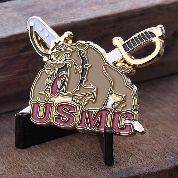USMC Mascot Crossed Swords Officially Licensed Challenge Coin | Etsy