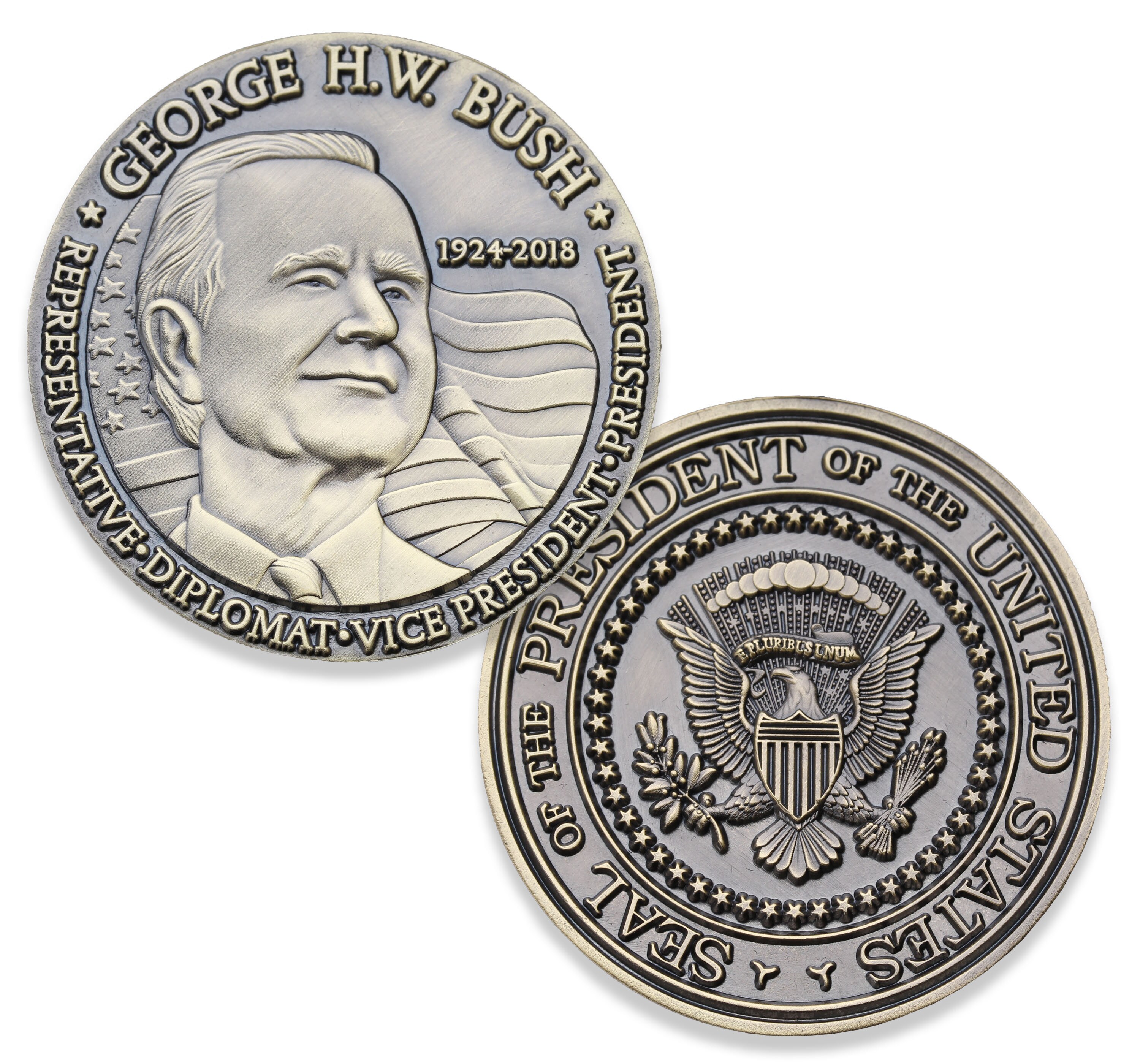 George H.W. Bush Commemorative Challenge Coin With Velvet | Etsy