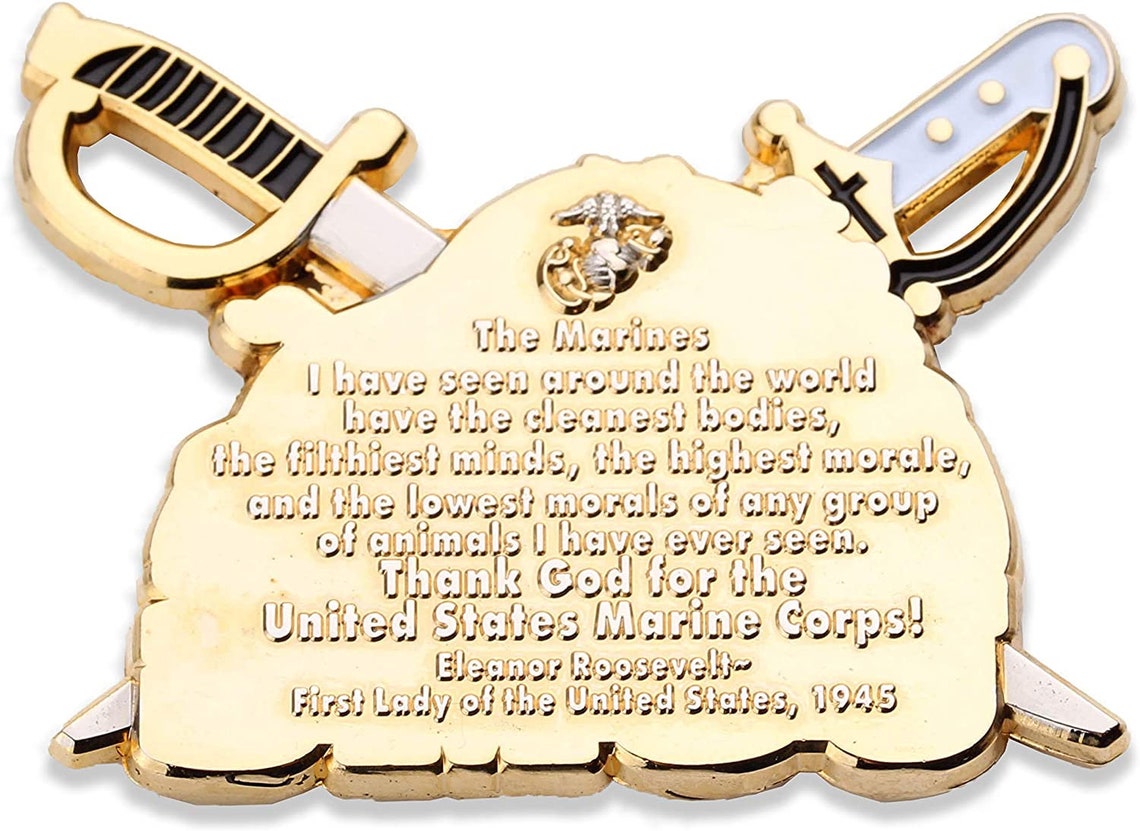 USMC Mascot Crossed Swords Officially Licensed Challenge Coin - Etsy