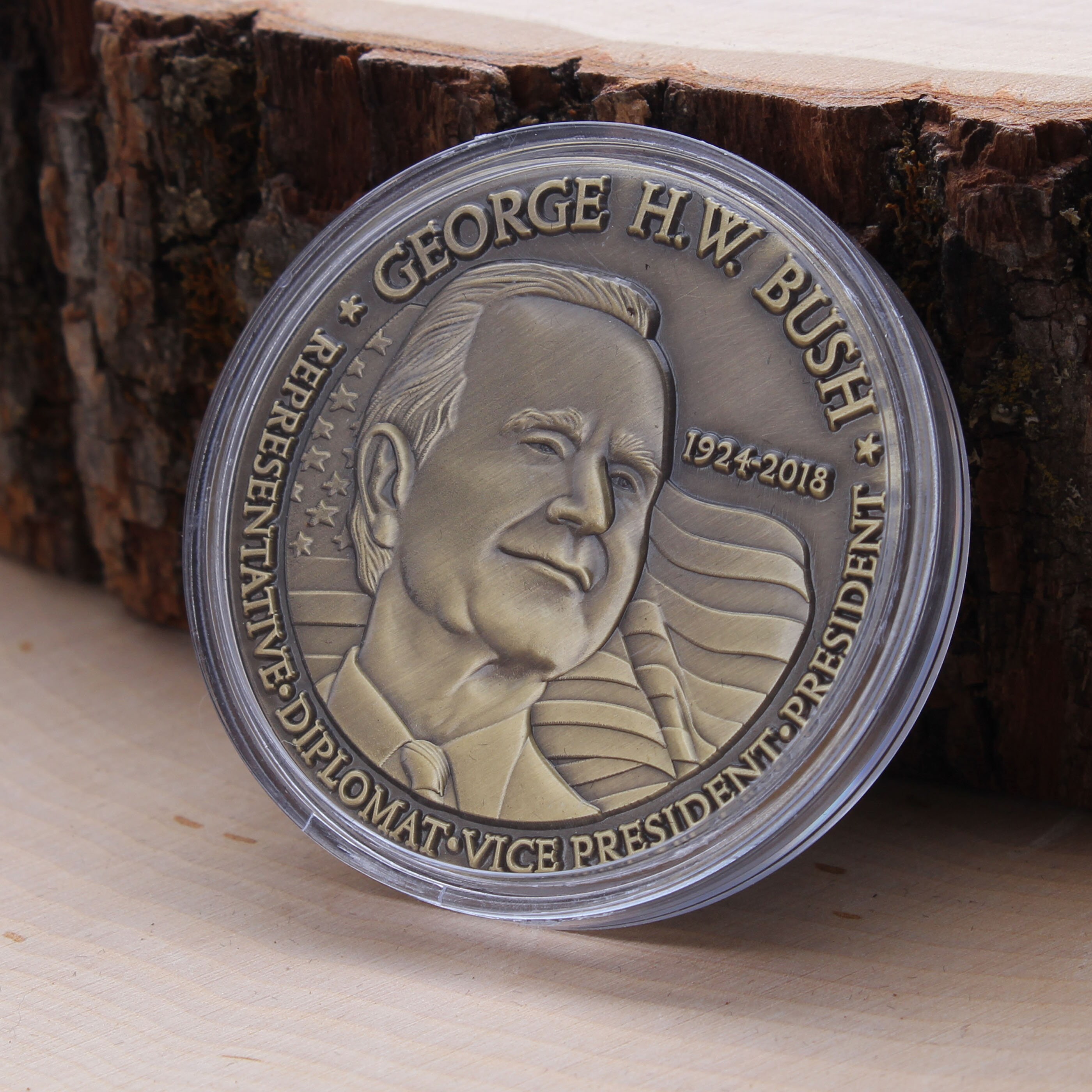 George H.W. Bush Commemorative Challenge Coin With Velvet | Etsy
