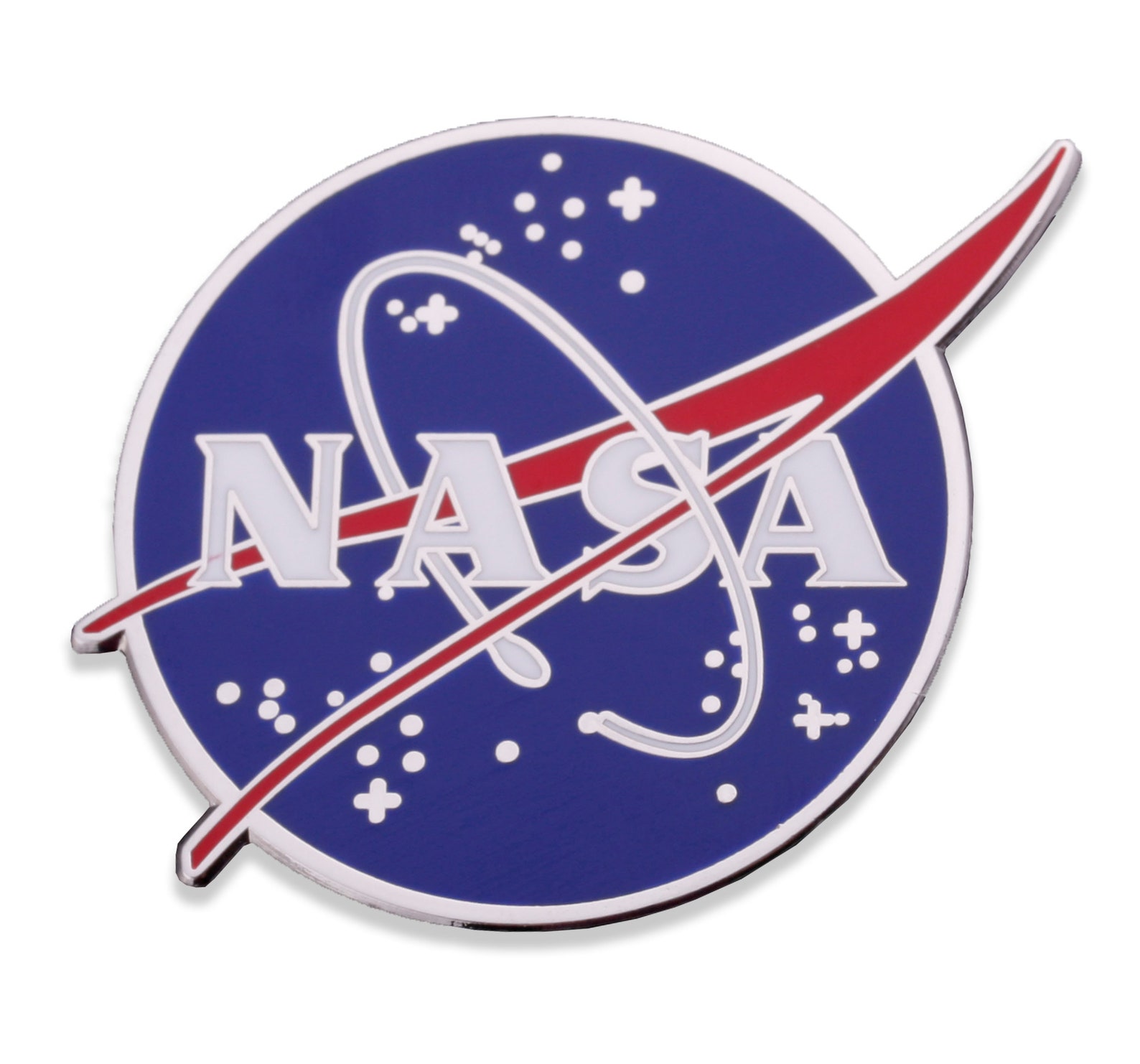 NASA Logo Enamel Lapel / Hat Pin, Shiny Silver, Size 1.2 or 1.5 Inch - Etsy
