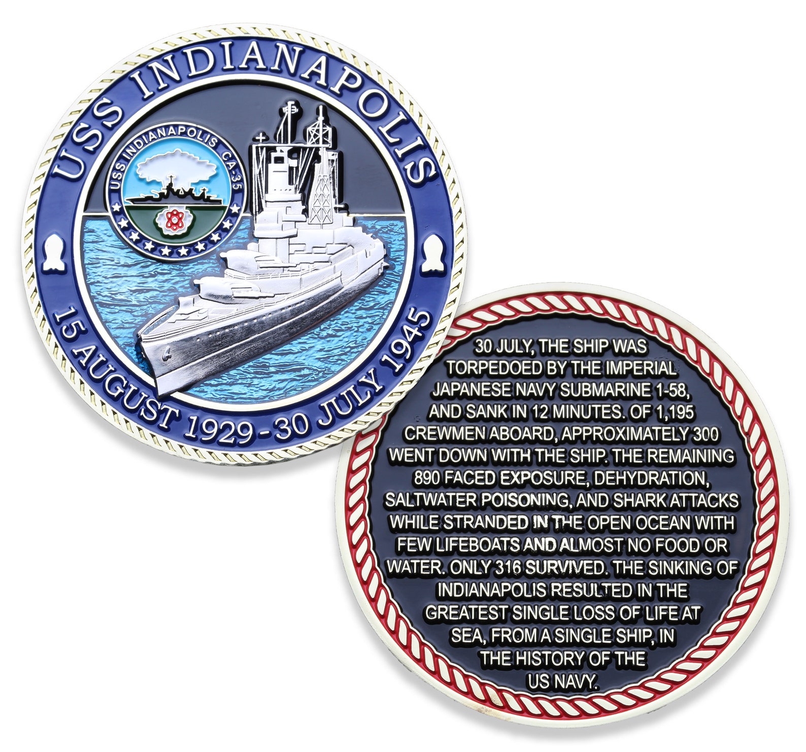 USS Indianapolis CA-35 Memorial Challenge Coin - Etsy