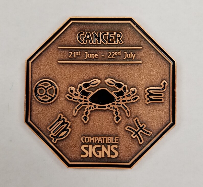 CANCER Zodiac Astrological Coin Antique Copper Finish - Etsy