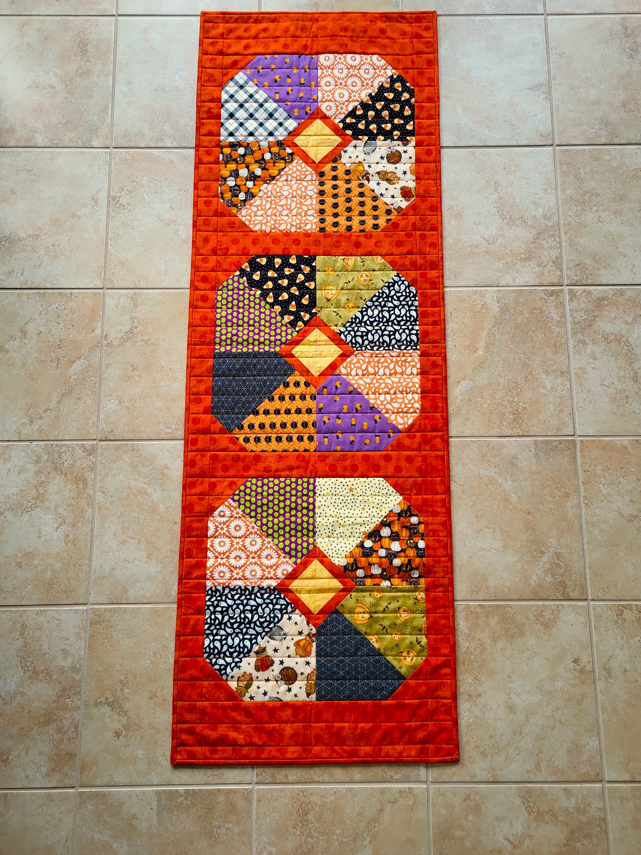 Halloween Octagons is a Quilted Table Runner Made With a Variety of ...