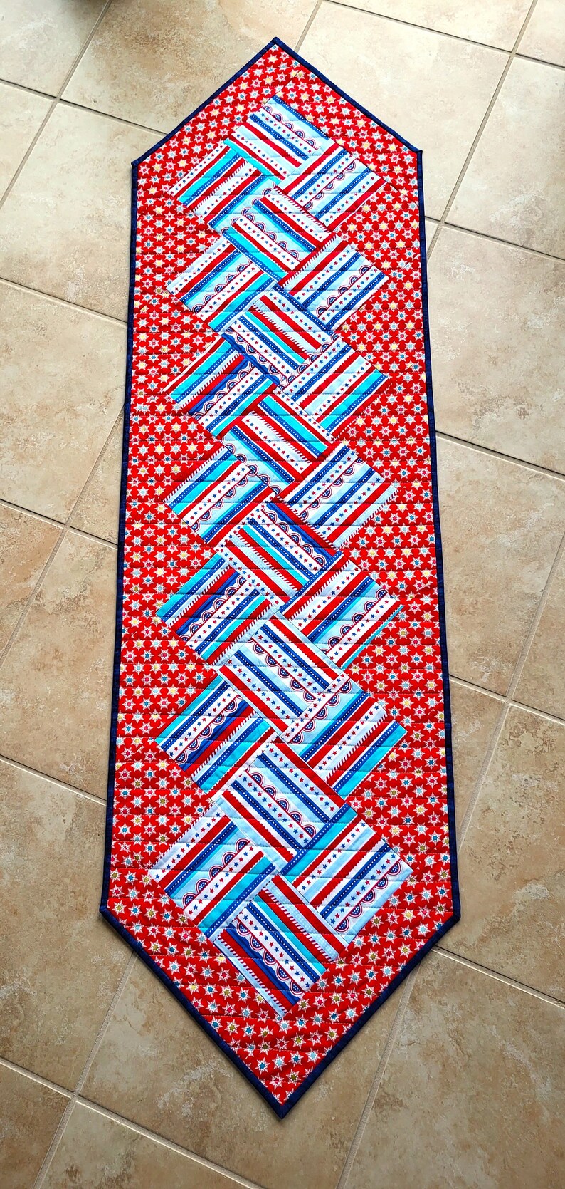 Celebrate the Red, White and Blue is a Quilted Table Runner With a ...