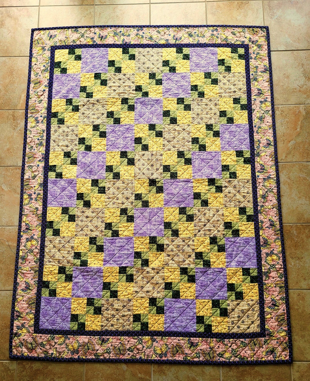 Cozy Pastel Flannels is a Hand Quilted Throw With a Pair of Matching ...