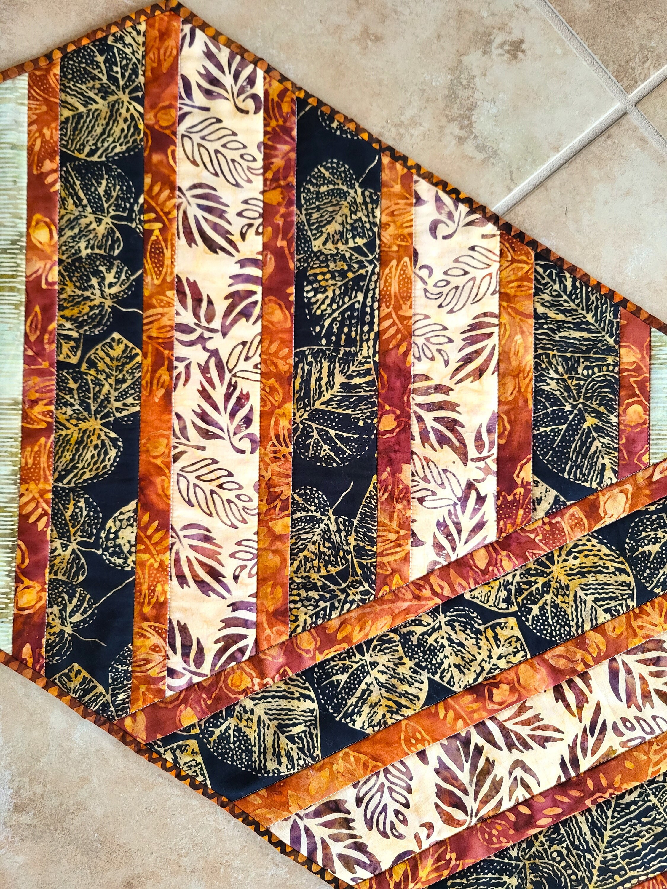 Autumn Leaves is a Quilted Table Runner Using Batik Fabrics With ...